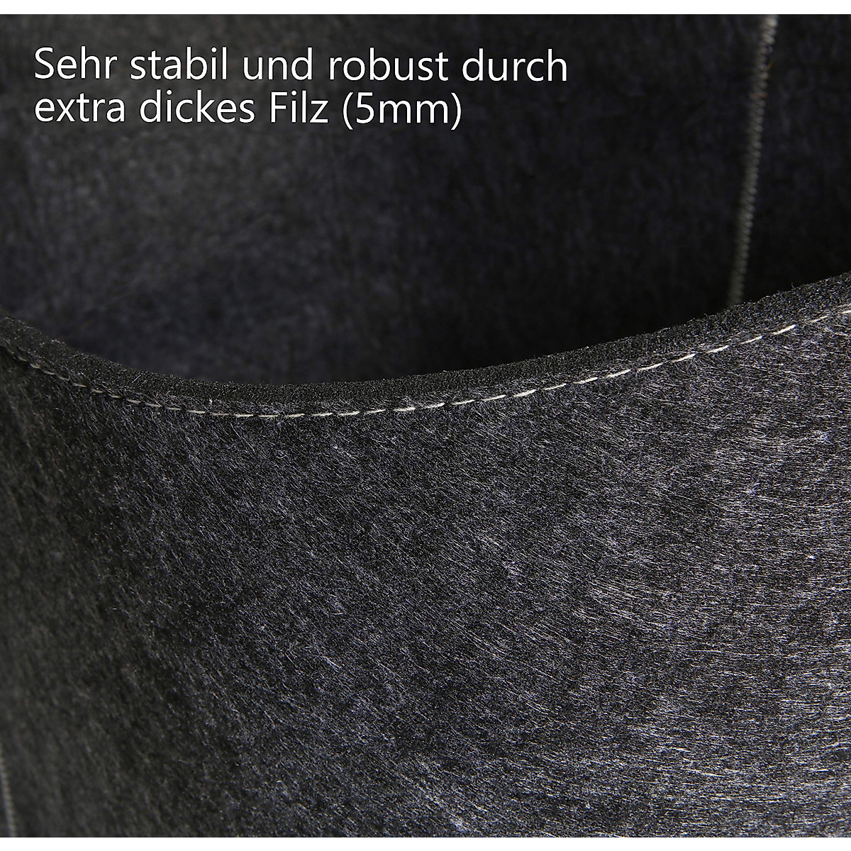 VIIRKUJA XXL Log Basket | Firewood Basket Made of Extra Thick Felt | Dark Grey | Felt Basket with Reinforced Handles for Firewood | Large