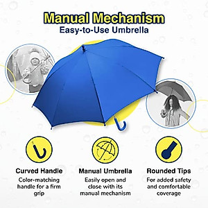 The Weather Station Children's Rain Umbrella, Manual Metal Folding Mini Umbrella, Windproof, Lightweight, and Packable for Travel, Full 32 Inch Arc, Royal