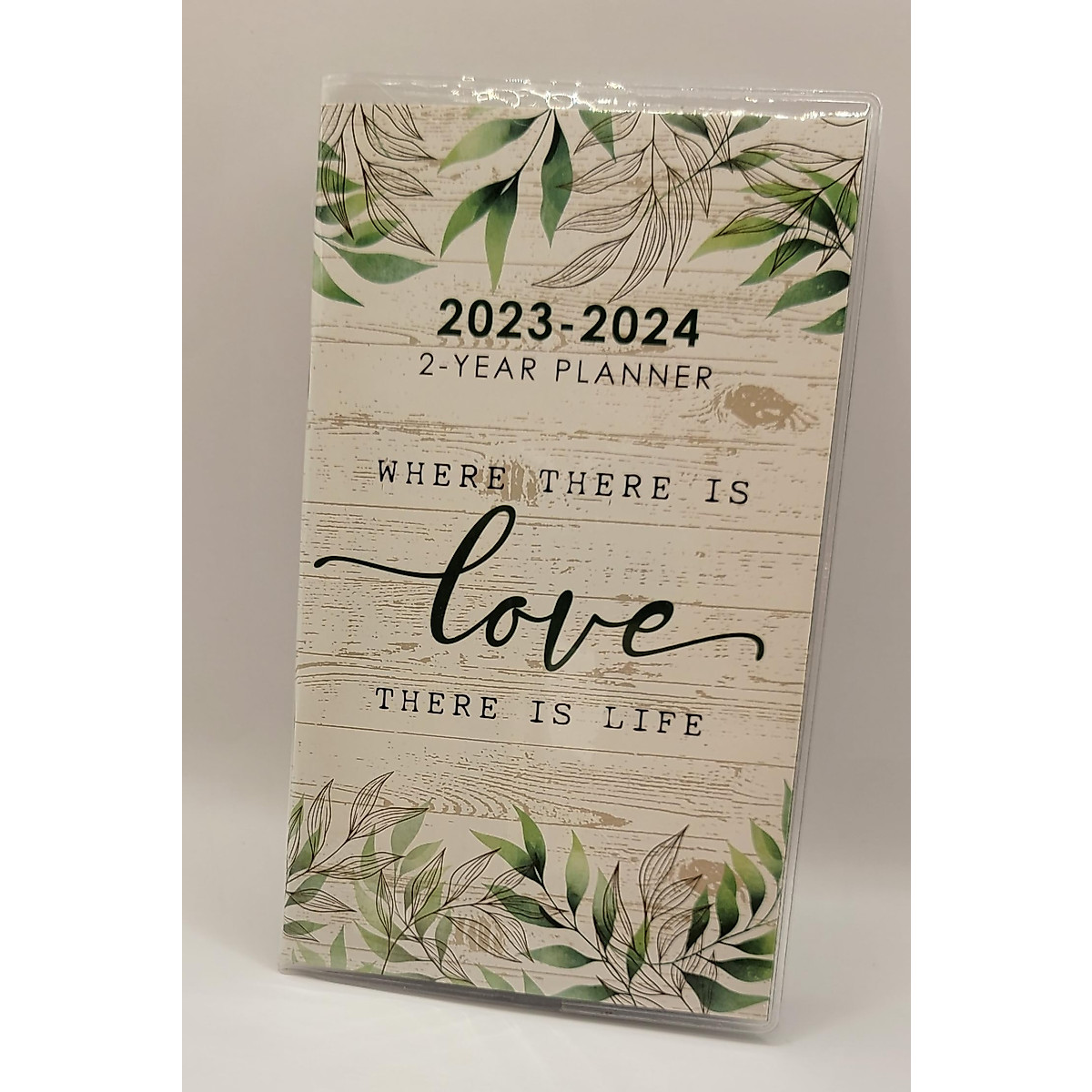 NB Jot Scenic 2 Year Miniature Monthly Calendar Planner Book For 2023-2024 (Where There Is Love There Is Life) Convenient School Business Personsl Use Beautiful Flowers.