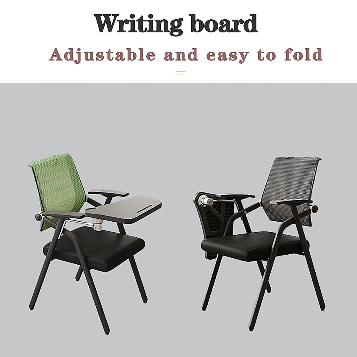 Folding Chair with Desk Attached Adults,Tablet Arm Chair Mesh Office Chair with Lumbar Support,Computer Desk Chair with Tablet Arm Writing Board Table Chair (Color : Blue)