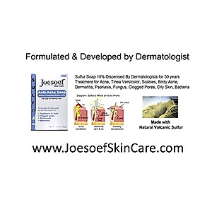 JOESOEF SKIN CARE Sulfur Soap for Acne Pharmaceutical Grade Dermatologists Approved for Acne Rosacea 100G