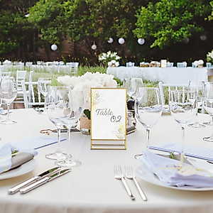 SUPER STAR QUALITY Clear Acrylic 2 Sided Frames with Gold Borders and Vertical Stand | Ideal for Wedding Table Number Holder, Double Sided Sign, Clear Photos, Menu Holders