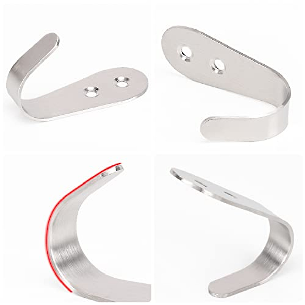 NearMoon Coat Hooks Wall Mounted, Stainless Steel Wall Hooks Heavy Duty Robe Hanger Rustproof for Hanging Coat Towel Hat Key Bag on Bathroom/Kitchen, 10 Pack (Brushed Nickel)