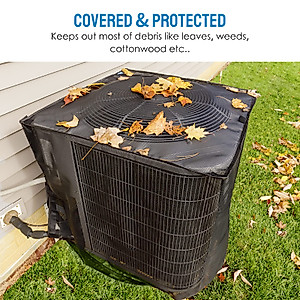 Joiish Air Conditioner Cover for Outside Units, 32'' x 32'' x 36" Full Mesh with 600D Detachable Waterproof Top, All Seasons Outdoor Central AC Protector Against Leaves, Weeds, Cottonwood and Debris