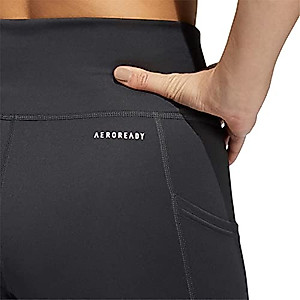 adidas Womens Lightweight High Rise 3-Stripe Mesh 7/8 Leggings (X-Large, Carbon/White)