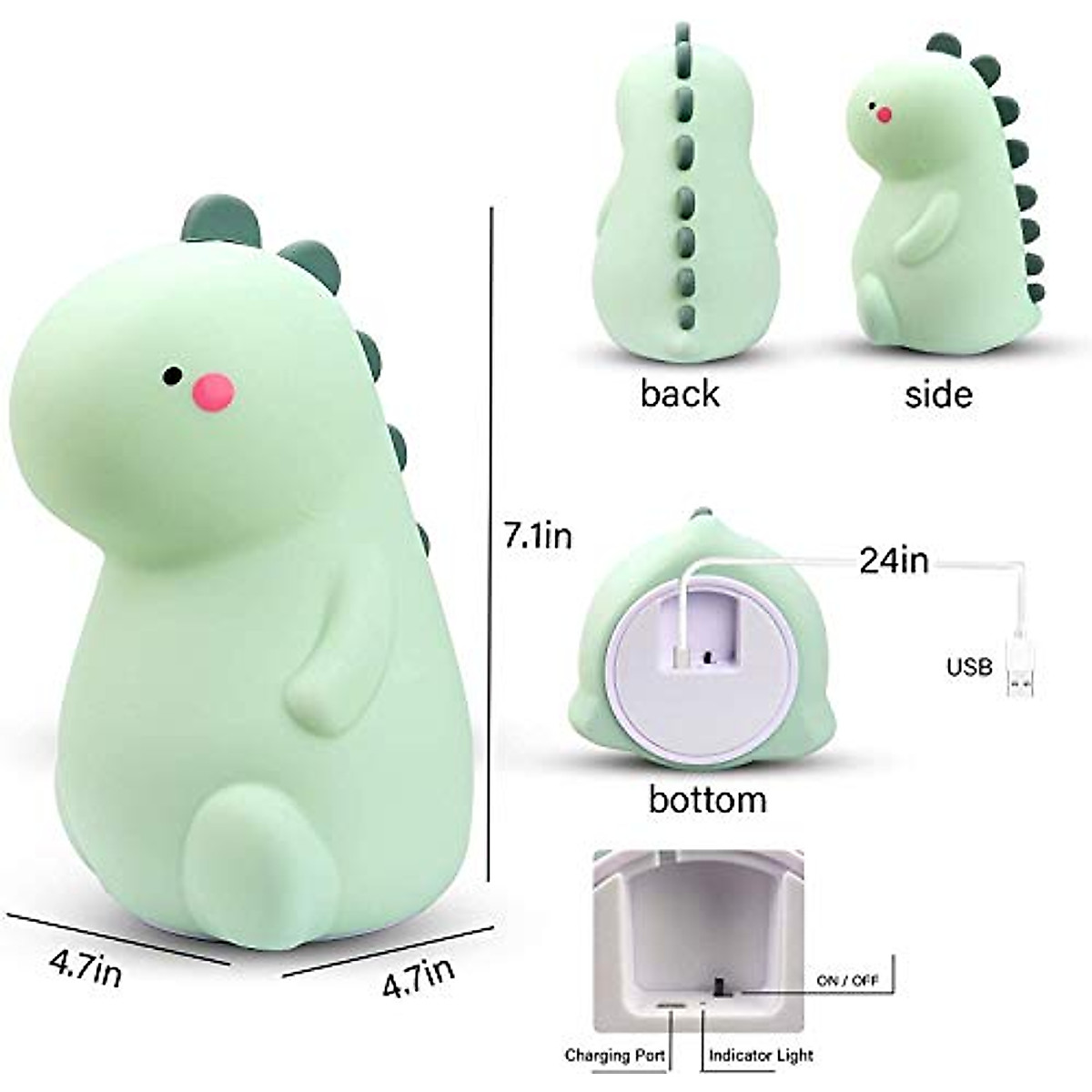 REXY Dinosaur Night Light for Boys & Girls - Dinosaur Room Decor for Boys Night Light Baby Night Light Kids Toddler Boy Toys Dinosaur Toys for Kids 3 5 - Kids Room Decor (Usb rechargable)