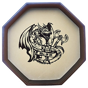 Fantasydice - ROLL OR DIE- Dice Tray - 11.5" Octagon - for Dice, Board Games, Tabletop RPGs Like D&D (DND) 3.5 and 5e, Call of Cthulhu, Pathfinder,Shadowrun and Other Roleplaying Games