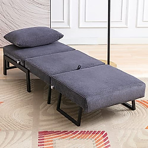 BALUS Sofa Bed, 2 in 1 Multi Function Folding Chair Sleeper Bed, Modern Convertible Chair Bed with Adjustable Backrest, Memory Foam Sleeper Couch Bed Guest Bed for Small Room Apartment, Dark Grey