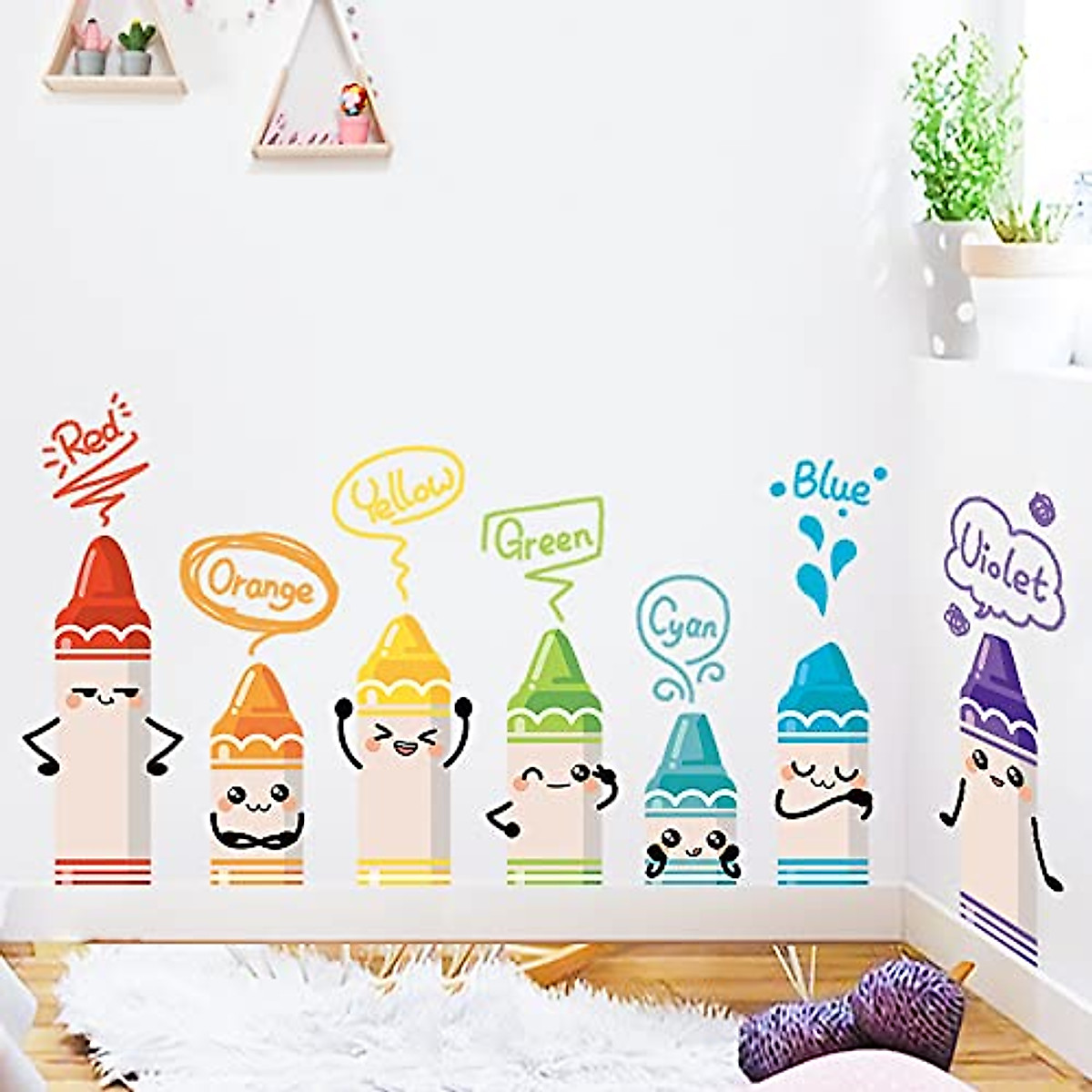 Crayon Color Wall Decals for Kids Rooms - Educational Wall Stickers