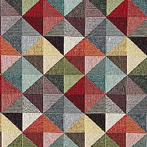 Kt KILOtela Upholstery Fabric by The Yard, Upholstering Furniture, Headboards, Accent Pillows, Handbags, Tote Bags, Window Treatments, Draperies, 110" Width, Triangles, Big, Multi, Black