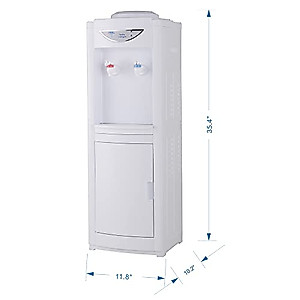 Hot & Cold Water Dispenser，Water Cooler Dispenser 5 Gallon Top-Loading Water Coolers with Child Safety Lock Removable Drip Tray & Storage Cabinet for Home Office (White)