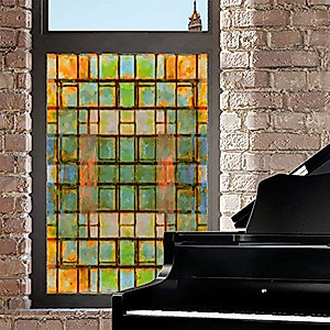 Frosted Window Film,Textured-Dirty-Image-Retro-Scratch-Style Frosted Glass Film,Heat Reflective Window Film Window Decals for Glass Doors 24×36 inch