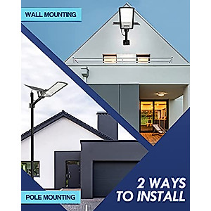 KingHe Solar Street Lights Outdoor Waterproof-30000 Lumen Solar Parking Lot Lights,Security Flood Lights with Motion Sensor Control for Yard, Path, Garage, Home,Dusk to Dawn, Commercial Grade