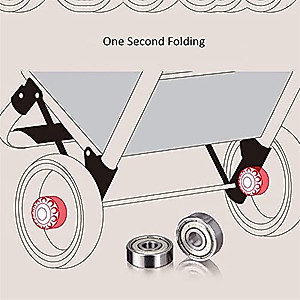 OMOONS Shopping Cart 55L Shopping Trolley Aluminum Alloy Shopping Cart Oxcloth Folding Utility Cart Grocery Cart for Home Office Utility Cart/Red