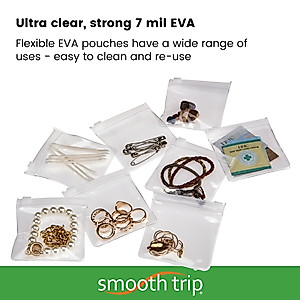 Smooth Trip Certified Food Grade Pill Pouch - Zippered Ultra Clear and Strong BPA Free Bags for Vitamins, Pills, Snacks and Accessories - Larger 3.25 x 3.5" Size (8-Count)