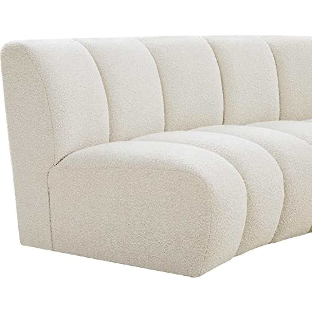 Meridian Furniture 643Cream-4PC Infinity Collection Modern | Contemporary Upholstered 4pc Modular Sectional with Luxurious Deep Channel Tufting, Cream, 148" W x 59" D x 32.5" H
