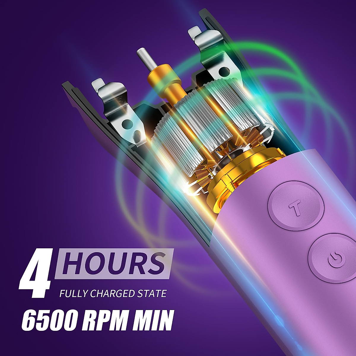 Professional Animal Pet Dog Cat and Horse Cordless Hair Clipper Grooming Kit with 5 in 1 Blade Low Noise & High Power Rechargeable Cordless Pet Grooming Clipper for Thick Heavy Coats -Purple