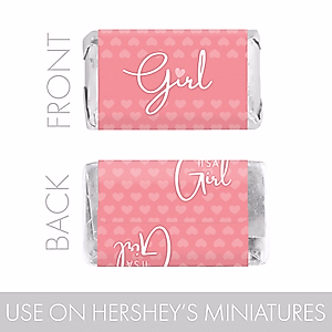 Pink It's a Girl Baby Shower Miniature Candy Wrappers, Sweet Baby Girl Party Favor Candy Labels - 45 Count