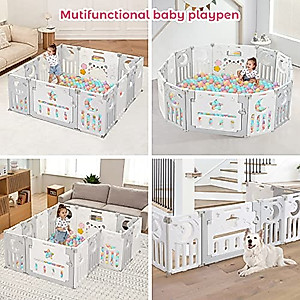Baby Playpen, Dripex Foldable Playpen for Babies and Toddlers, Baby Fence Play Area, Custom Shape, Easy Assemble and Storage, Play Yard for Babies Safety, Indoor Outdoor Baby Play Pen