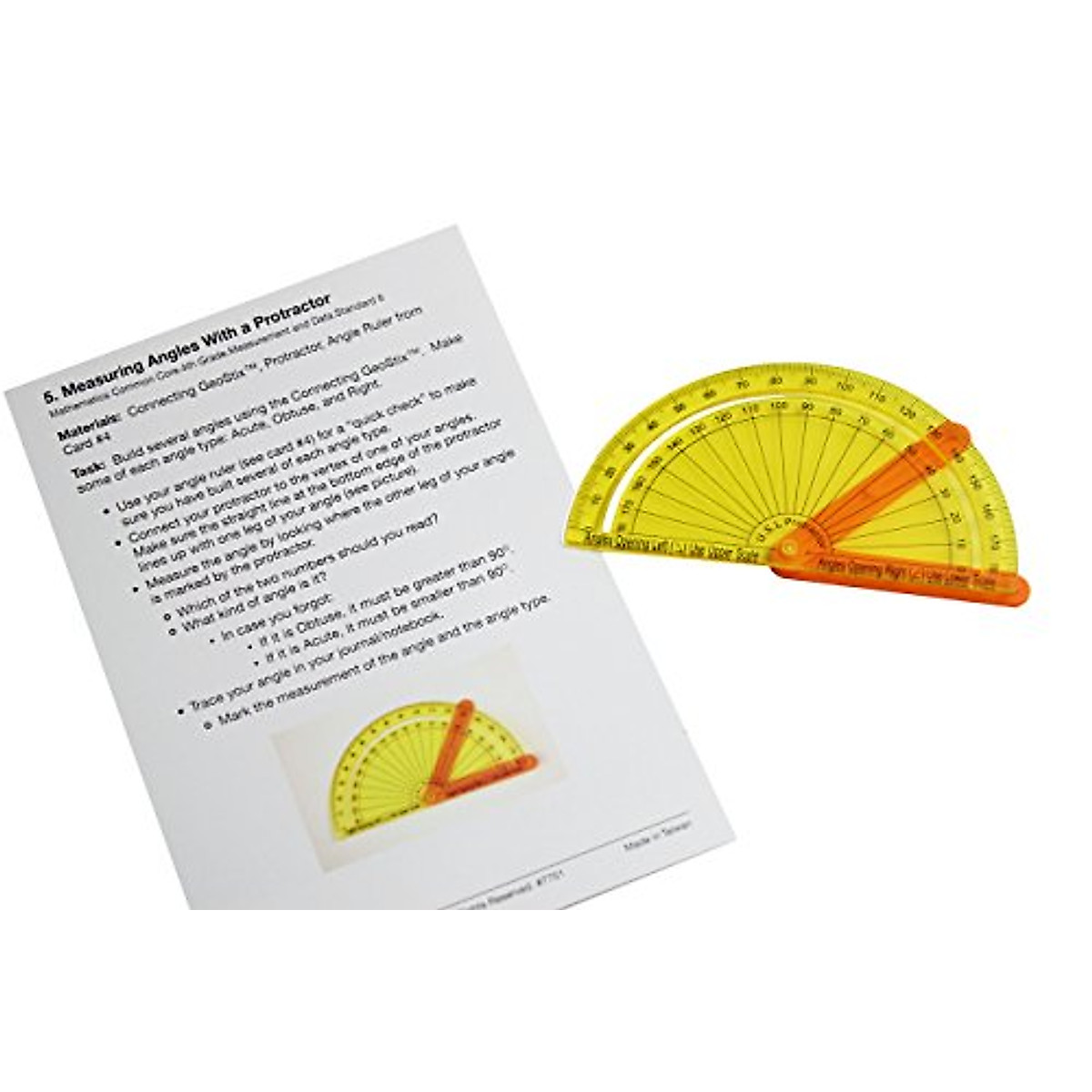 Curious Minds Busy Bags Geometry Snap Together Sticks with Compass and Activity Guides - Common Core Math Manipulative - Hands on Learning Math for Elementary Students