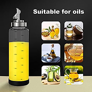 Suli Glass Olive Oil Dispenser Bottle -2 Pack17oz Oil and Vinegar Cruet Set with Steel Spouts and Labels for Kitchen Cooking, Salad Dressing, and BBQ (Silver)