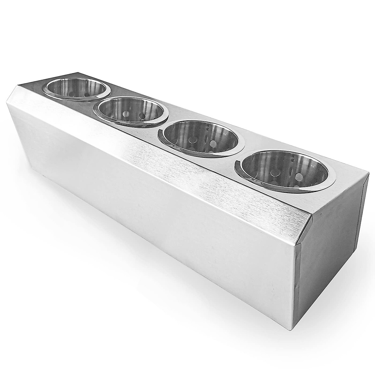 Flatware Organizers Stainless Steel Cylinder Flatware Silverware Utensil Holder Organizer Caddy (4 holes)