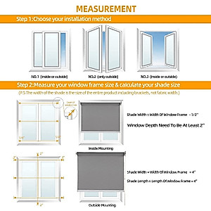 Boolegon Blackout Roller Shades for Windows, Jacquard Fabrics Pull Down Room Darkening Roller Window Shades for Home, Easy Install UV Protect Roller Blinds Living Room Bedroom,White,62" W x 90" H