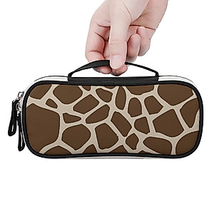 Giraffe Print PU Leather Pencil Pen Case Organizer Travel Makeup Handbag Portable Stationery Bag
