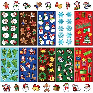1200 Pcs Christmas Theme Sticker for Kids Christmas Tree Snowflake Stickers Gingerbread Stickers Santa Claus Stickers Holiday Stickers for Teachers Christmas Winter Classroom Party Favor