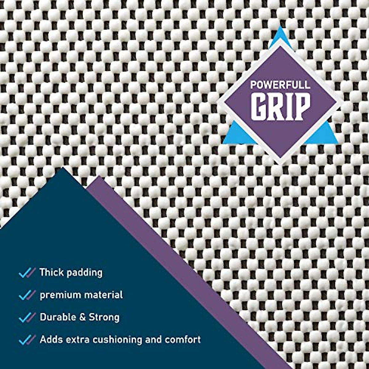 DoubleCheck Products Rug Gripper Non Slip Rug Pad Underlay Liner for Hardwood Floors Supper Grip Thick Padding Adds Cushion Prevents Sliding Size 2 X 4