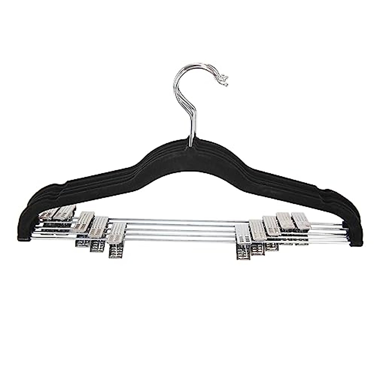 Home Basics FH01454 18 Inch Velvet Hanger with Clips, Black 5 Pack