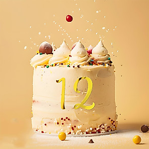 Acrylic Cake Numbers Topper, 0-9 Numbers Happy Birthday Cake Topper Gold Acrylic Wedding Party Cupcake Toppers for Birthday Party Wedding Anniversary Decorations