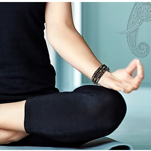 BLUEYES COLLECTION "Hot Mix Color India Agate Stainless Steel Snap Button Lock Genuine Leather Bracelet