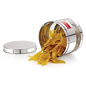 HAZEL Stainless Steel Containers Set For Kitchen Storage Glossy Finish Transparent See Through Storage Jars Dabba, Set of 2, 1500 ML Each, Silver