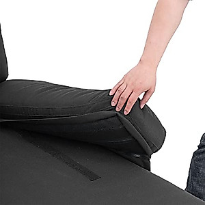 Sofa Bed Combo U Shaped Sofa Wide Recliner, Silver Plated Feet, Black