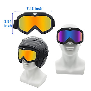 LJDJ Dirt Bike Goggles, 2 Pack Motorcycle Goggles, ATV Goggles, Riding Goggles, Ski Goggles, Windproof Glasses, Racing Helmet Goggles for Youth, Teens, Men & Women