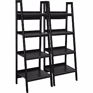 Ameriwood Home Lawrence 4 Shelf Ladder Bookcase Bundle, Black