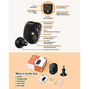 Dzees Security Camera Outdoor Wireless - Battery Powered WiFi Outdoor Camera Wireless, Spotlight, Siren, AI Dectection, Color Night Vision, IP66 Waterproof Cloud/SD-Black