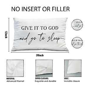 Knibeo Give It to God and Go to Sleep, Decorative Pillows Covers for Bed, Throw Pillows Cover for Bed,12x20 Pillow Cover,Decorative Bed Pillows for Bedroom Room(12x20, White)