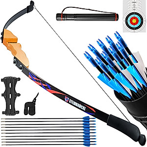 Recurve Bow and Arrow Adult - 54" Traditional Wood Takedown Recurve Bow with Lightweight Design, Right Handed Archery Bow for Adults, Youth, Beginner Hunting, Training Practice (40lbs)