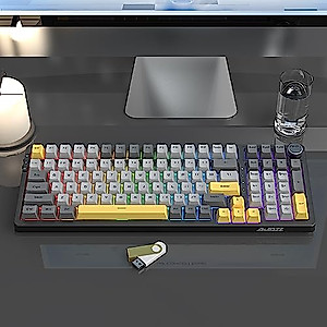 NACODEX AK992 99 Key Hot Swappable RGB Gasket Mount Keyboard | 4000mAh Bluetooth /2.4G /Wired PC Gaming Custom Keyboard with Volume Knob | OEM PBT Keycaps(Starry Night)