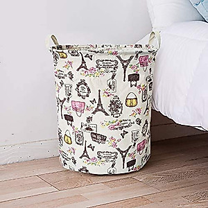 Large Storage Basket Waterproof Organizer Bin Paris Laundry Hampers Convenient Baby Nursery Hamper for Kids Girls, Pink