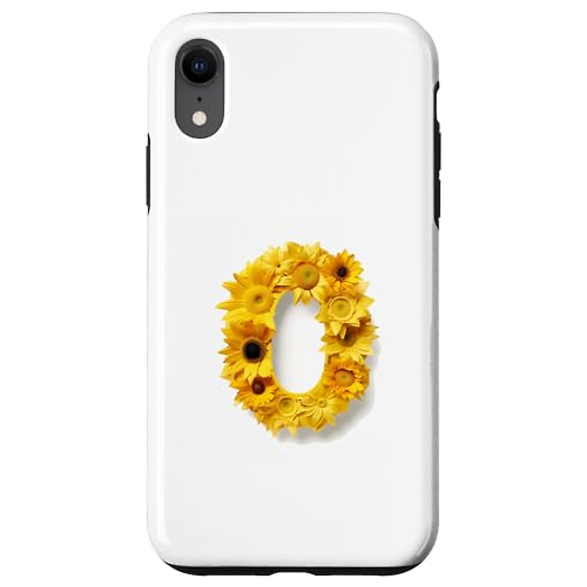 iPhone XR Letter O Initial Monogram Sunflower Minimalist Women Yellow Case