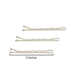 Heliums Bobby Pins - Light Ash Blonde - 2 Inch Wavy Hair Pins, Matte Metallic Color Blends with Light Ash Blonde Hair, 48 Count