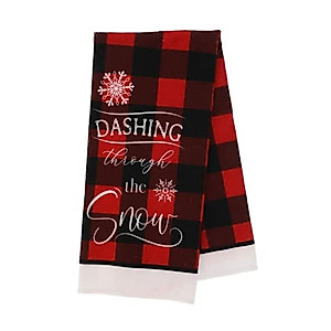 Custom Bundle Christmas Decorative Microfiber Kitchen Dish Towels - Buffalo Red & Black Plaid for Holiday Bathroom Hand Towel Set of 2 (Gnome)