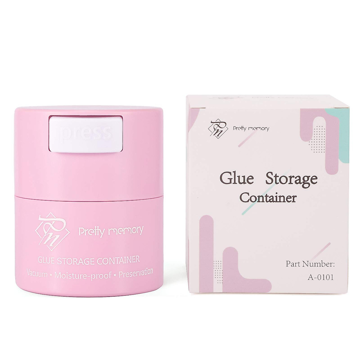"N/A" Pretty memory Glue Storage Container for Eyelash Extensions Airtight Lash Glue Holder Tank Jar Adhesive Eyelash Extension Supplies, Pink