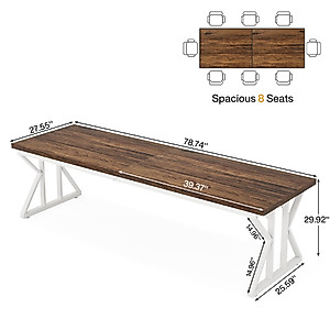 Tribesigns 78.7 Inches Long Computer Desk, Two Person Desk Large Executive Office Desk, Double Desk Study Writing Table for Home Office (Brown/White)