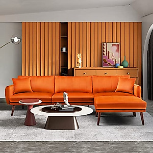 JOMEED 105" Convertible Sectional Sofa Couch, Modern Oversized Velvet Fabric L-Shaped Couch Sofa Bed with Adjustable Backrest for Living Room, Apartment