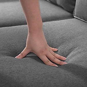 PUREMIND 78 Inches Convertible Sectional Sofa, Linen L-Shaped Sofa Couch with Reversible Storage Ottoman, Wooden Legs, 3-Seat Sectional Couches for Small Space, Apartment, Office (Dark Grey)…