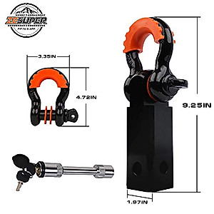 ZESUPER Off-Road Recovery Kit Recovery Tow Strap + D-Ring Shackles+ 8-Ton Snatch Block +Shackle Hitch Receiver +Trailer Hitch Lock+Folding Survival + Winch Dampener Shovel+Tire Deflator